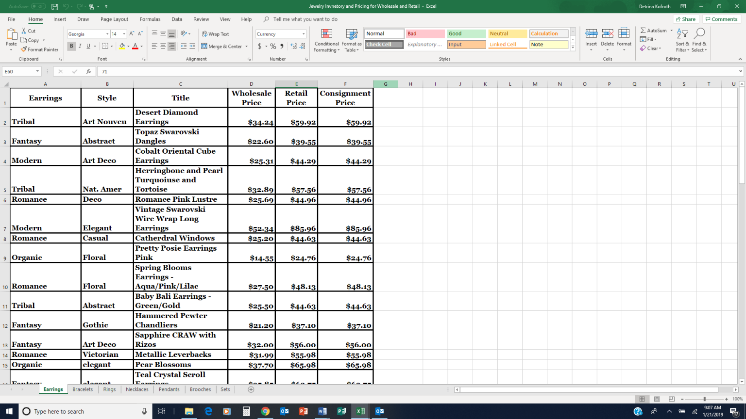 Simplify your Jeweler’s Life – Creating Spreadsheets – The Alluring ...